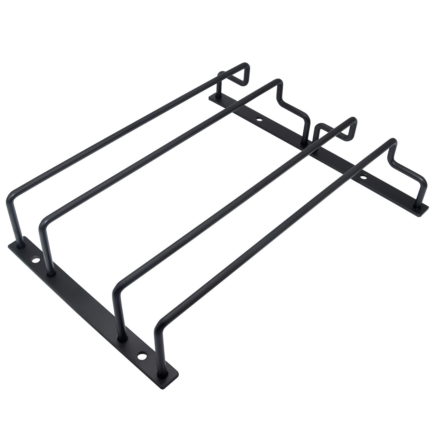 zoohot 9.64-Inch Under Cabinet Wine Glass Rack Stemware Holder Glasses Storage Hanger Metal Organizer for Bar Kitchen Black(2 Row)