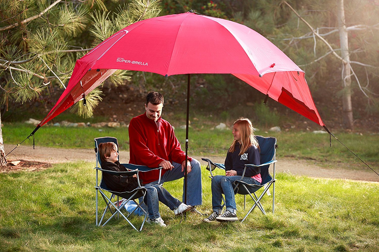 Sport-Brella Super-Brella SPF 50+ Sun and Rain Canopy Umbrella for Camping, Beach and Sports Events (8-Foot, Blue)