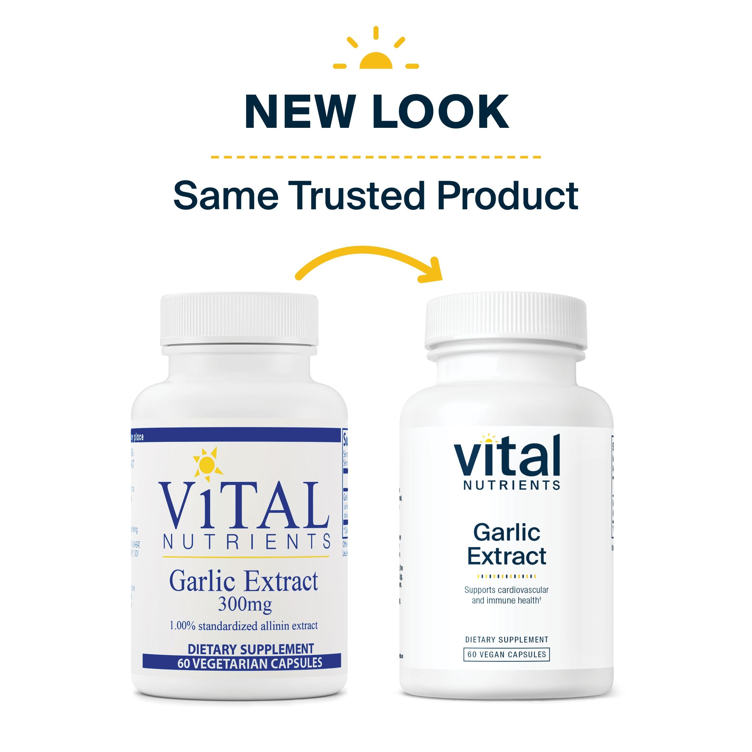 Vital Nutrients - Garlic Extract - Cardiovascular and Immune Support - 60 Vegetarian Capsules per Bottle - 1.00% standardized alliin Extract