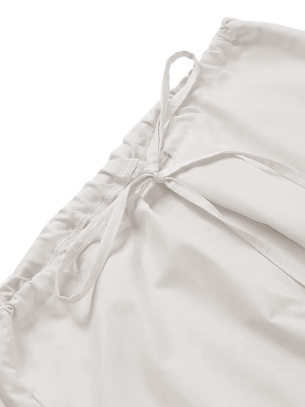 Xineicy Parachute Pants for Women Drawstring Baggy Cargo Pants Y2K Trouser Low Rised Jogger Sweatpants Loose Hip Hop A White