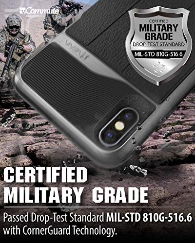 VENA iPhone Xs Max Wallet Case, vCommute (Military Grade Drop Protection) Flip Leather Cover Card Slot Holder with Kickstand Designed for Apple iPhone Xs Max - Space Gray