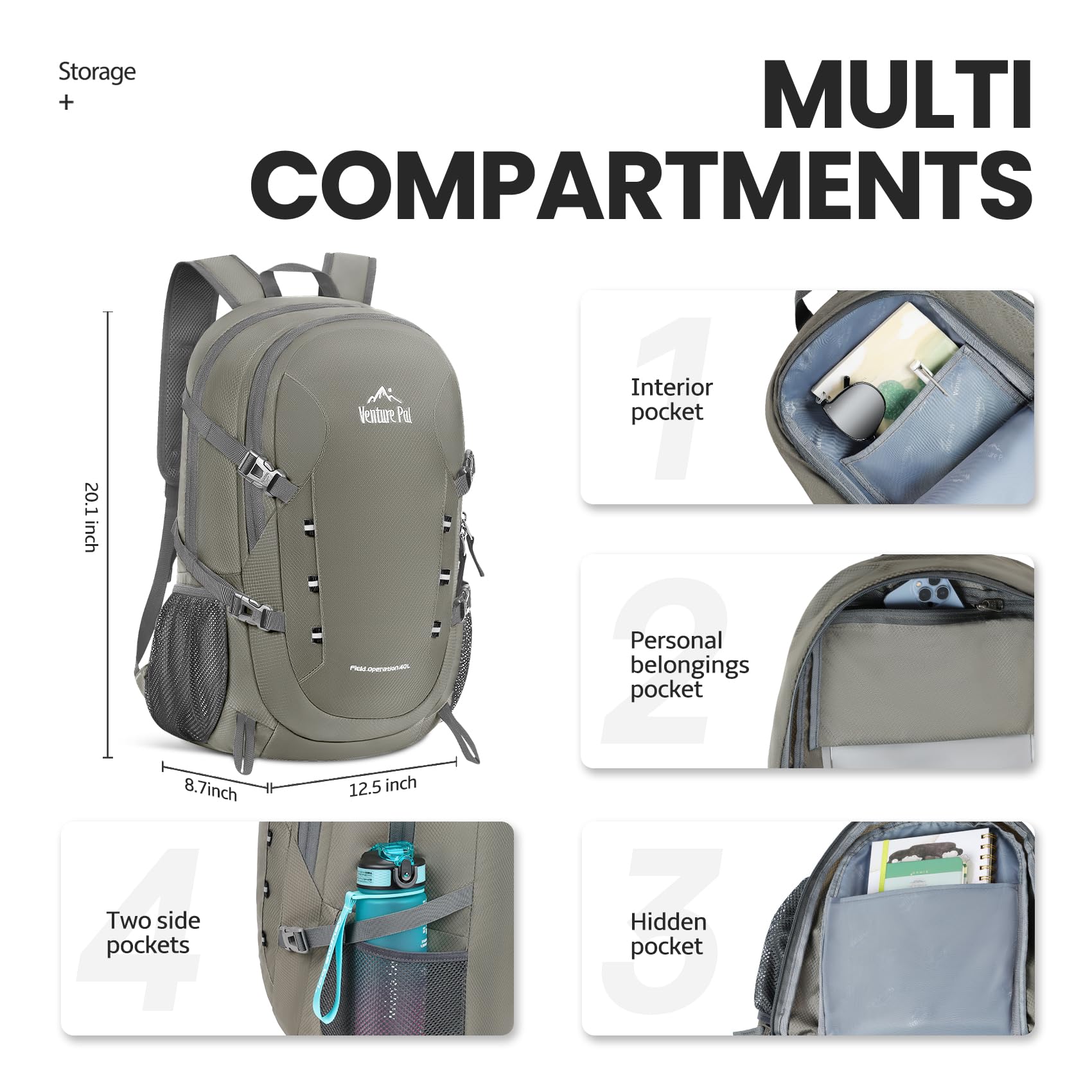 Venture Pal 40L Lightweight Packable Travel Hiking Backpack Daypack