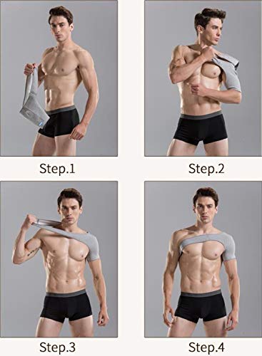 YUIJ Shoulder Brace for Men and Women, Compression Support for Torn Rotator Cuff and Other Shoulder Injuries, Left Or Right Arm,Gray,M