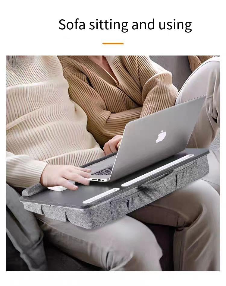 veimisecerts Laptop Lap Desk, Lap Desk with Cushion Fits up to 17 inch Laptop, Adjustable Triple Lap Pad Storage Function, Wrist Rest, for Home Office Adults Students,Laptop Stand for Bed (Wood grain)