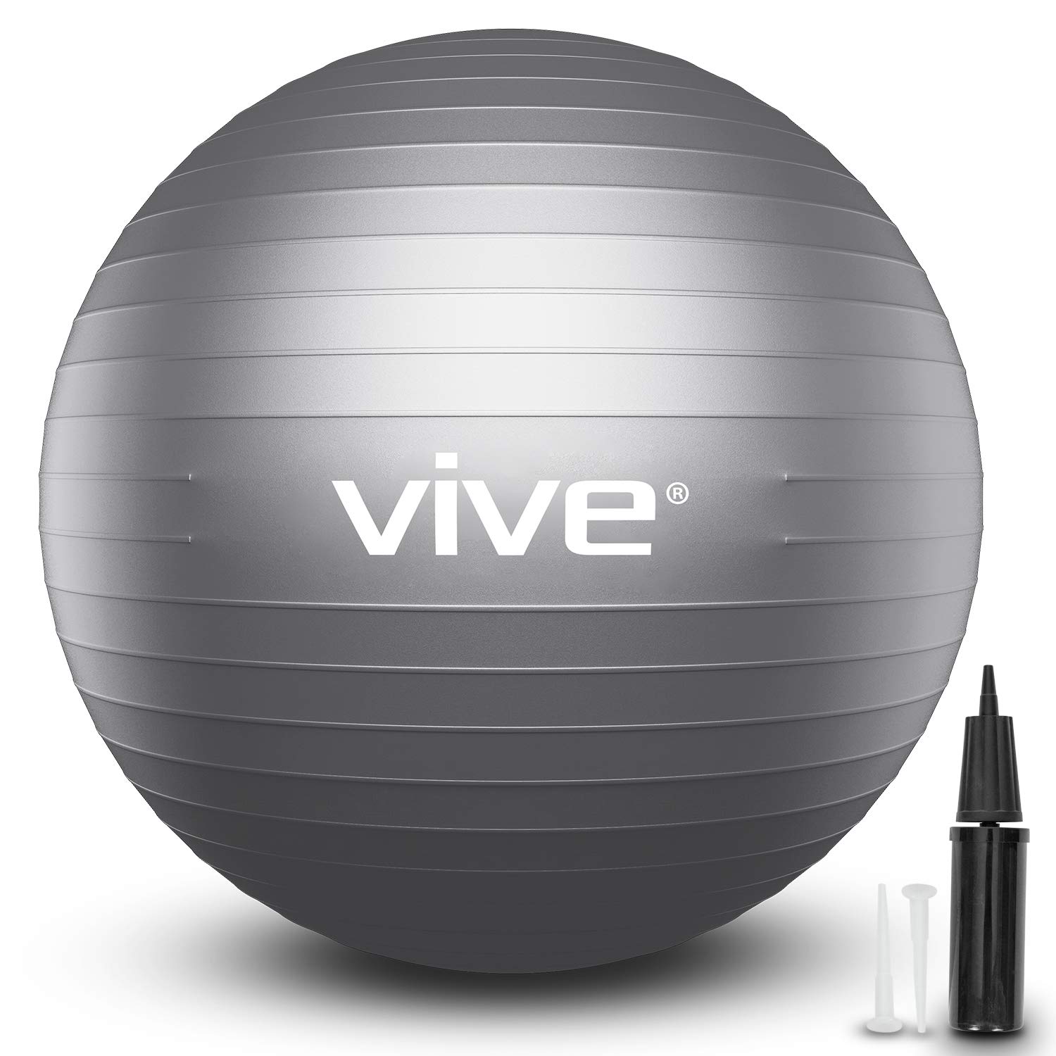 Vive Yoga Exercise Ball - Anti-Burst Composite Material, Multiple Sizes, 60 Day Guarantee