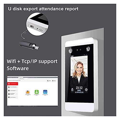 Time Machine Dynamic Face Recognition Access Control System WiFi Device 4.3 inch Touch Screen Facial Punch Card HD Camera Attendance (Color : with WiFi)