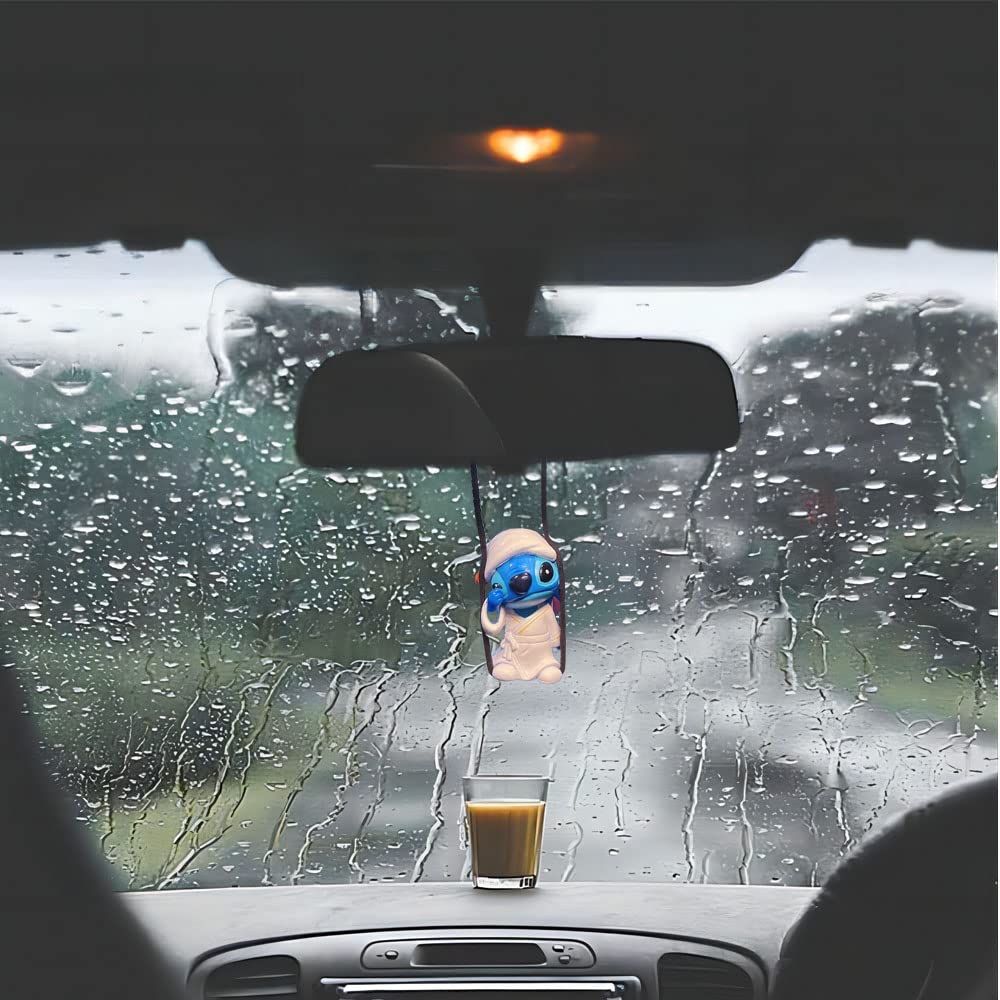 ZOSTLAND Leisurely Swing Ornament Rub Eyes Auto Rear View Mirror Hanging Decoration Suspension Pendant Accessories Applicable to Car Truck SUV (Alien Bathrobe)