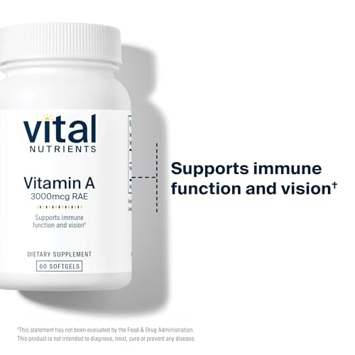 Vital Nutrients - Vitamin A - Supports Immune Function and Vision - 100 Softgels per Bottle - 3000 mcg