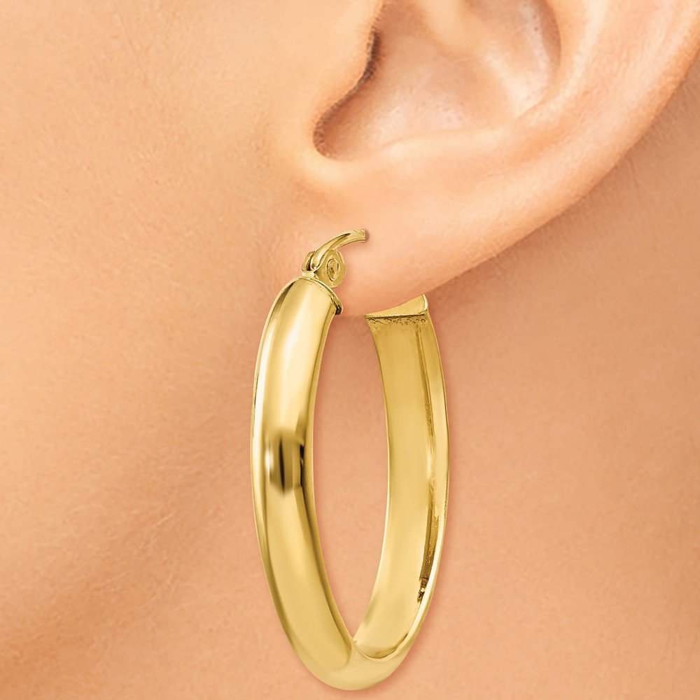 The Black Bow 3.5mm, 14k Yellow Gold Oval Hoop Earrings, 25mm (1 Inch)