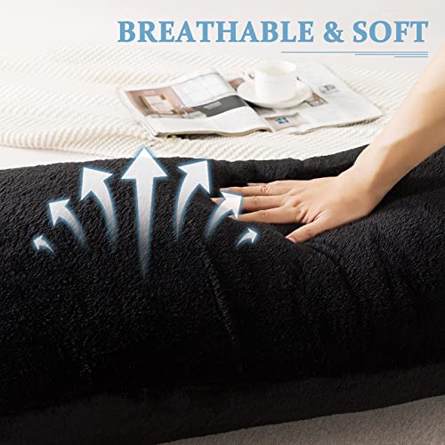 WhatsBedding Black Sherpa Body Pillow with Pillowcase, Full Body Pillows for Adults, Large Long Body Pillow Insert, Long Pillow for Bed, Machine Washable, 20 x 54 Inches