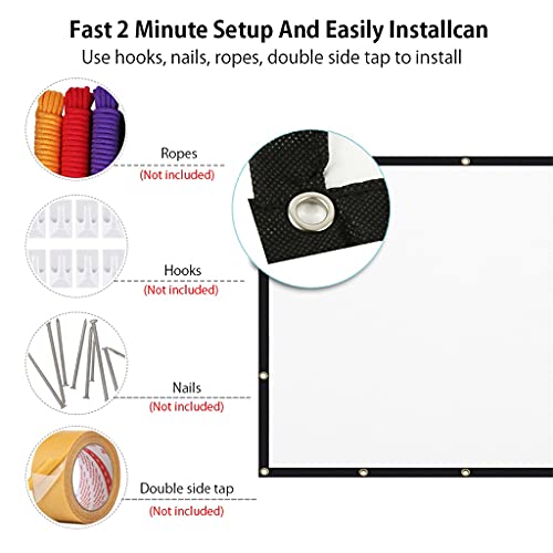 XINGTU 100/120 inch Projector Screen 16:9 White Dacron Diagonal Video Projection Screen Wall Mounted for Home Theater Movie (Size : 100 inch)
