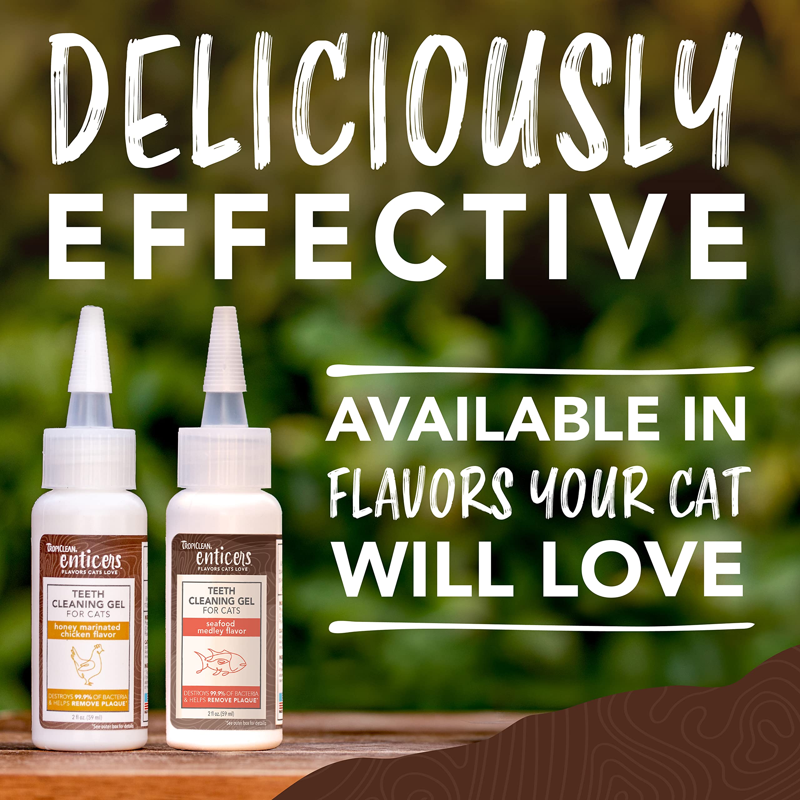 TropiClean Enticers Cat Teeth Cleaning Treat Gel | Honey Chicken Flavored Cat Toothpaste Alternative | 2 oz