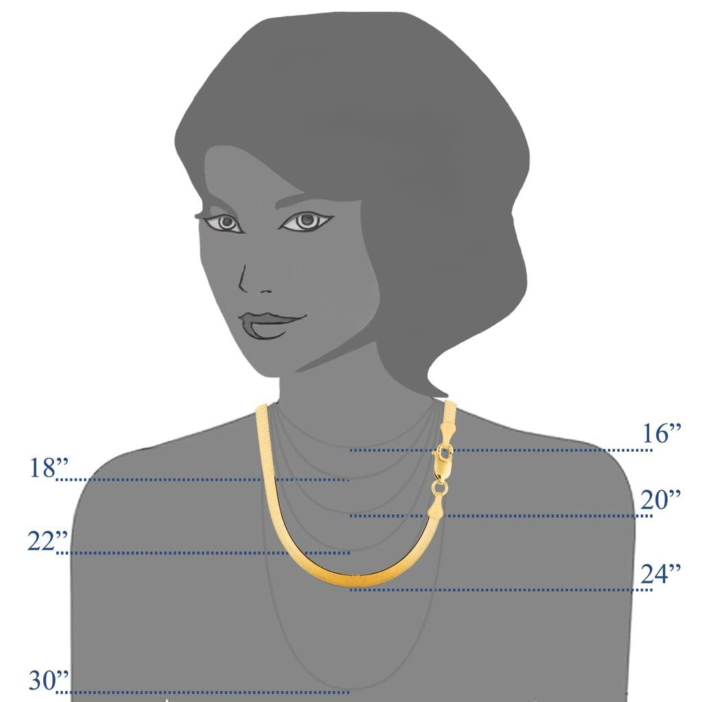The Diamond Deal 14k Solid Yellow Gold 5.00mm Shiny Imperial Herringbone Chain Necklace or Bracelet for Pendants and Charms with Lobster-Claw Clasp (16" And yellow-gold)