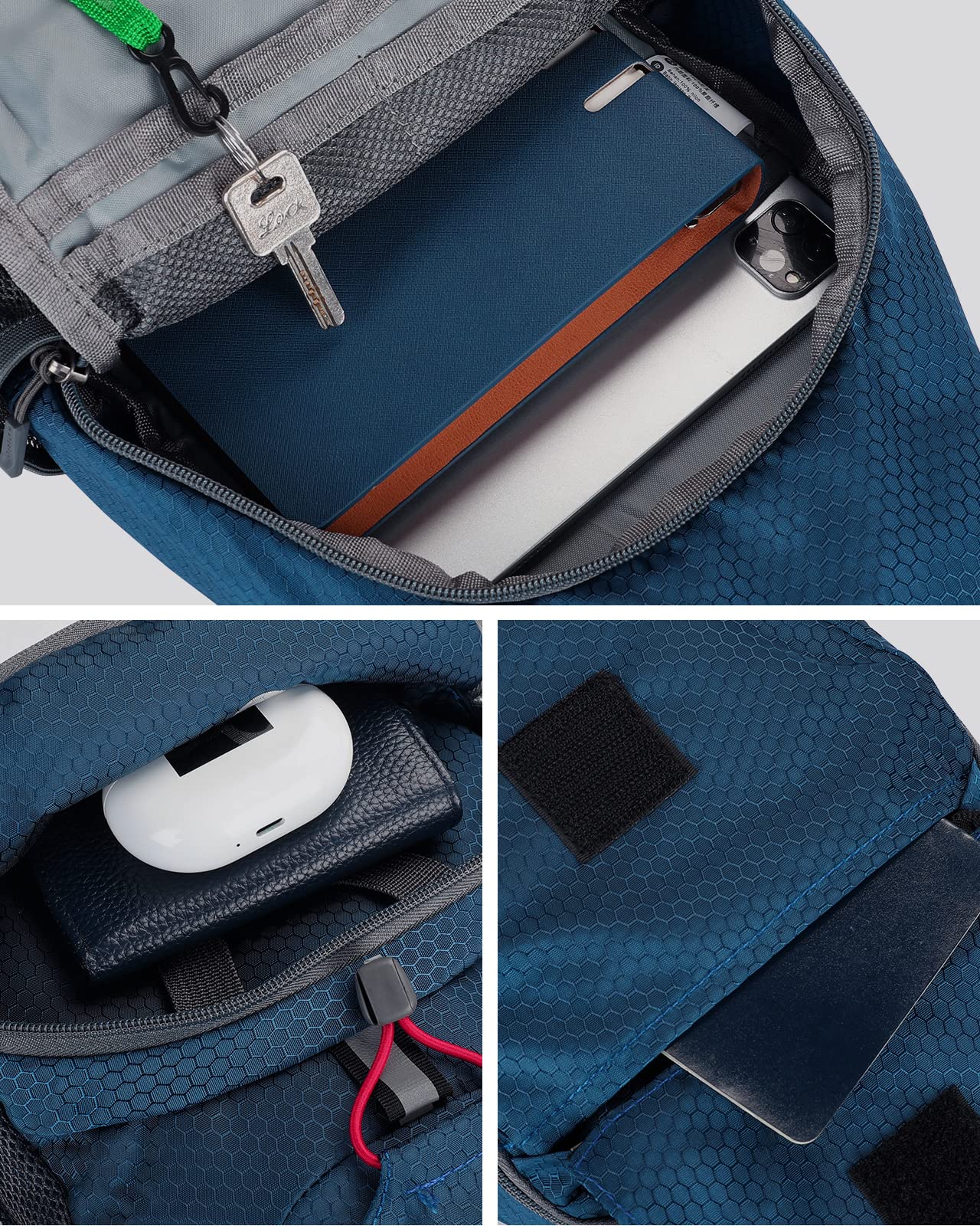 WATERFLY Packable Small Crossbody Sling Backpack Shoulder Chest Bag Daypack for Hiking Traveling Blue