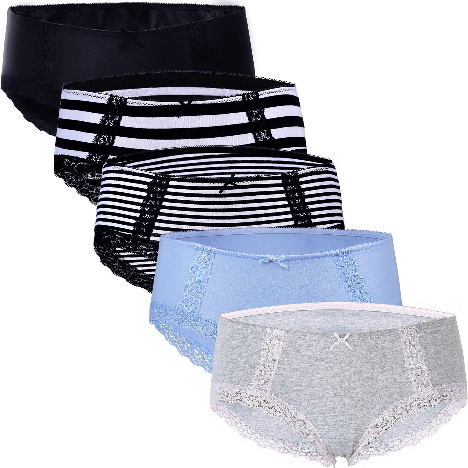 VOOKIIMO Soft Cotton Hipster Panties Womens Underwear (Assorted of Grey F, Small)