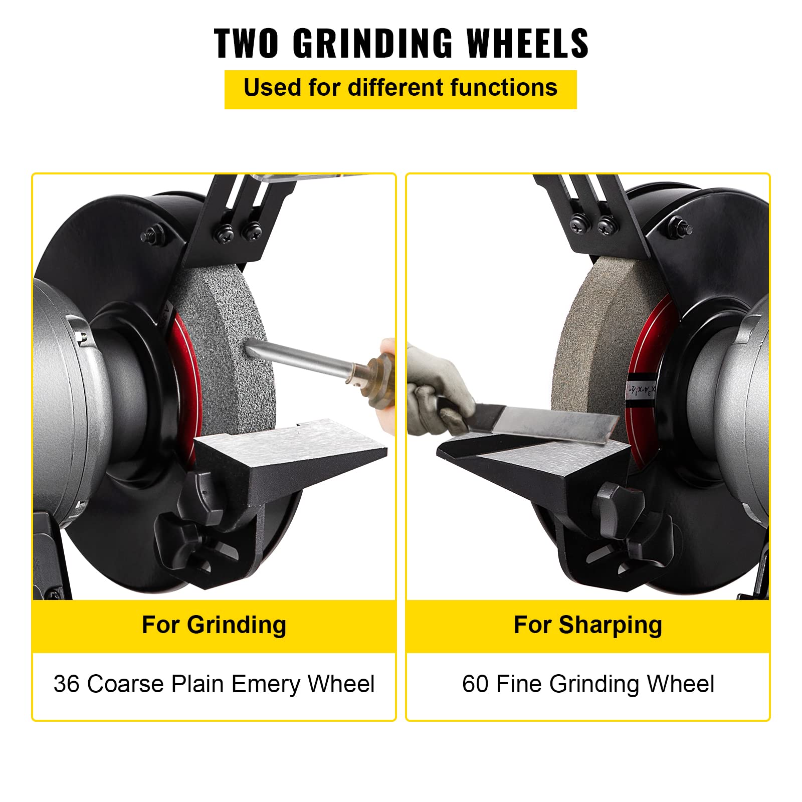 VEVOR 8" Variable Speed Bench Grinder (1800-3795 RPM) with POWERTEC Diamond Grinding Wheel Dresser