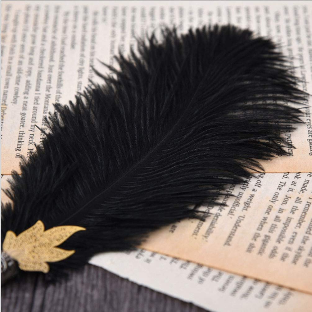 YOLAKIS Feather Quill Pen Set, Retro Dip Feather Pen Calligraphy Pen Luxury Quill Pen and Ink Set (Black)