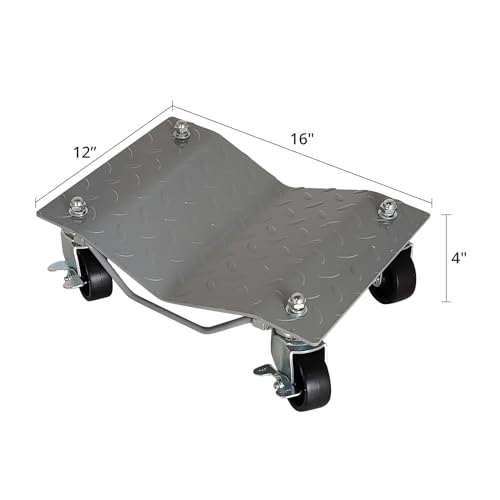 TROPOW Tire Wheel Dolly Car Set of 2-3000 lbs Capacity, Heavy Duty Carbon Steel, Antiskid Plate, 360 Degree Rotatable Wheels, 16"*12", Silver