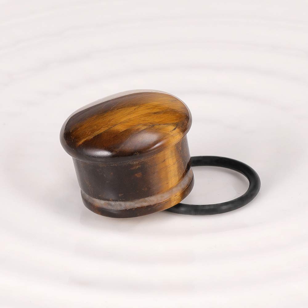 ZS Tiger Eye Natural Stone Brown Ear Plugs Single Flare Ear Gauges Expander with O-Ring Body Piercing (Gauge=7/16"(11mm))
