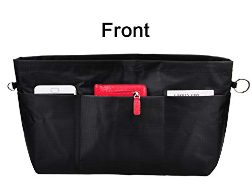 Vercord Purse Organizer Insert Bag Tote Handbags Pocketbook Inserts Organizers Zipper 11 Pockets Black Large