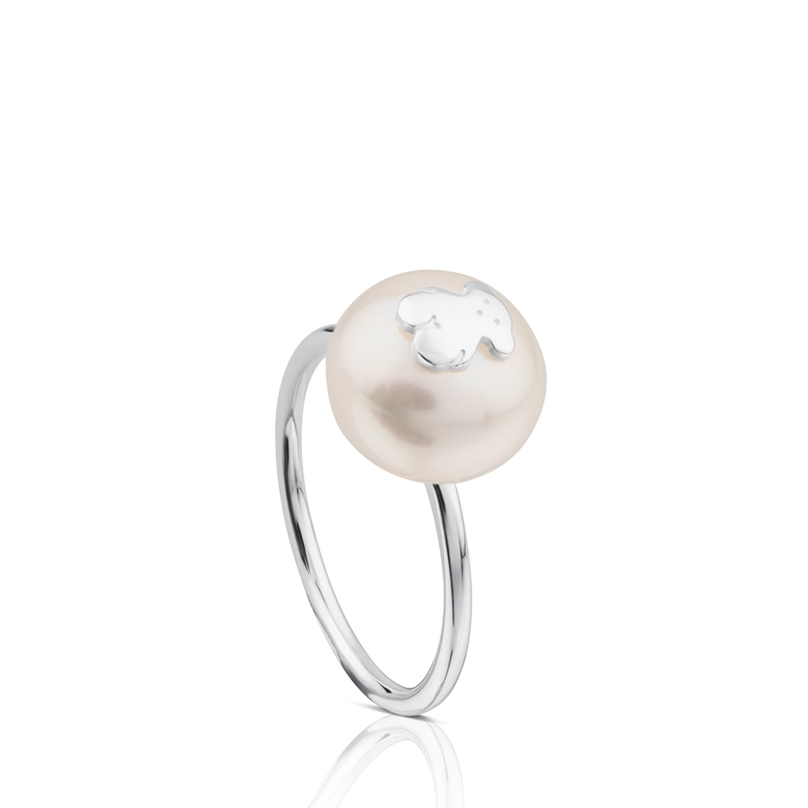 TOUS Sterling Silver Ring for Women with Pearl, Length 1 cm, Light and Voluminous, Sweet Dolls Collection