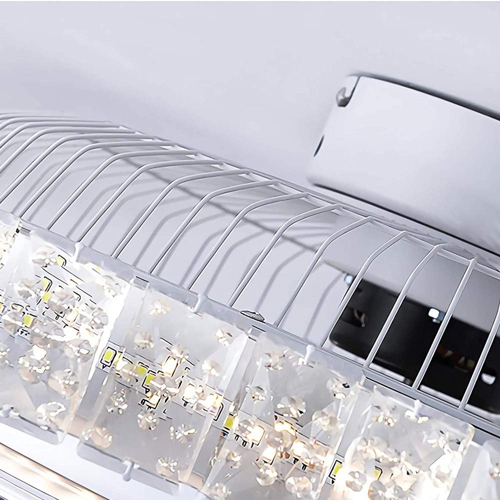 ZRWZZ Fan Light, Modern Invisible Bedroom Fan Lamp, Ceiling Fan with LED Lighting, Ultra-Silent 64W Dimmable Crystal Ceiling Light