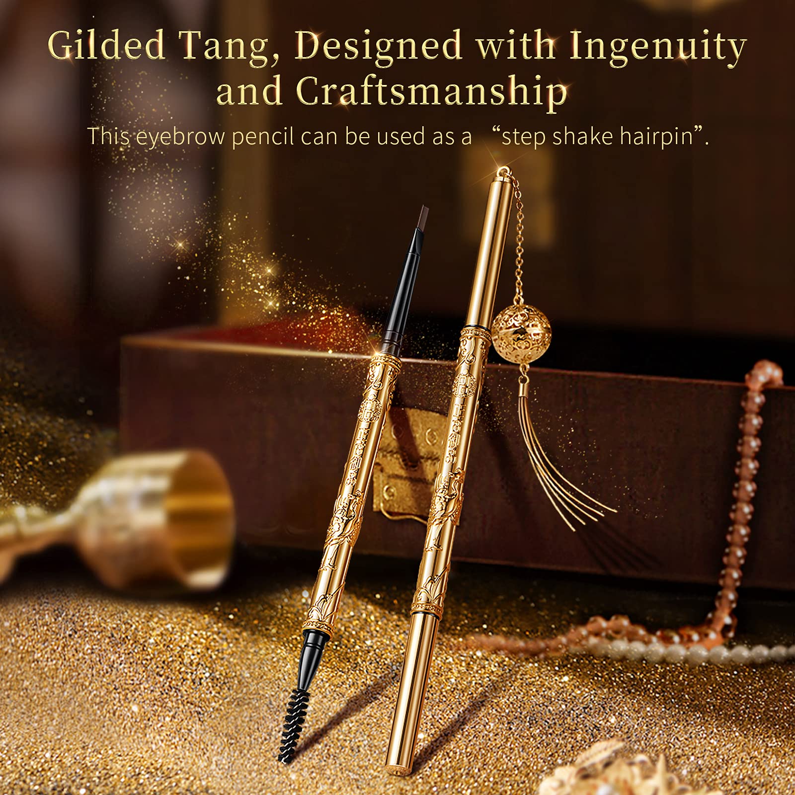 ZEESEA [Palace Identity] Drunken Rhyme Gilt · Delicate Eyebrow Pencil,Sketch-level Small Triangle, Heavy Embossed Barrel Palace Eyebrow Pencil, Long Lasting Beautiful Eyebrow Pencil