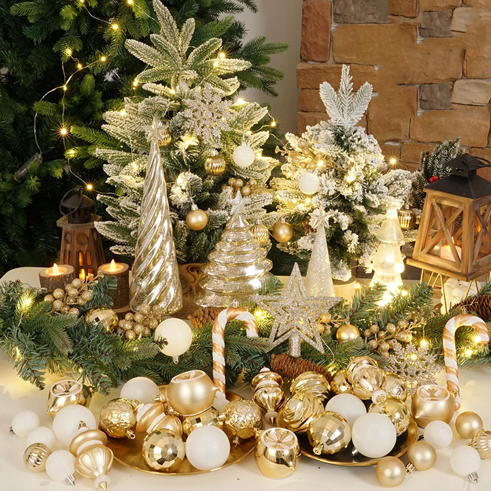 XmasExp 99-Pack Christmas Ball Ornaments Assorted Shatterproof Christmas Ball Set with Reusable Hand-held Gift Package for Xmas Tree Decoration (Baby Pink)
