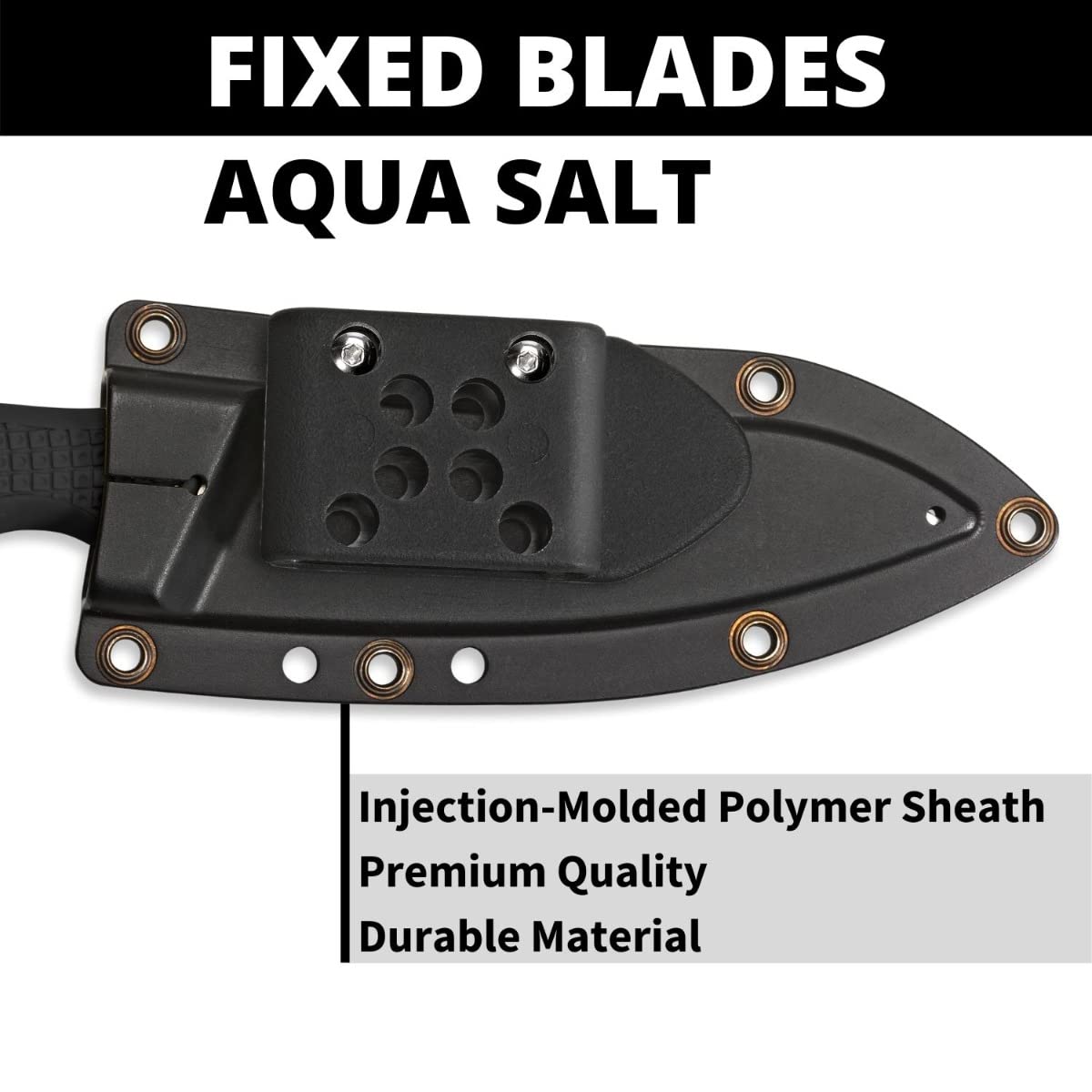 Spyderco Aqua Salt Fixed Blade Knife - Black FRN Handle with PlainEdge, Hollow Grind, H-1 Steel Blade - Includes Polymer Sheath - FB23PBBK