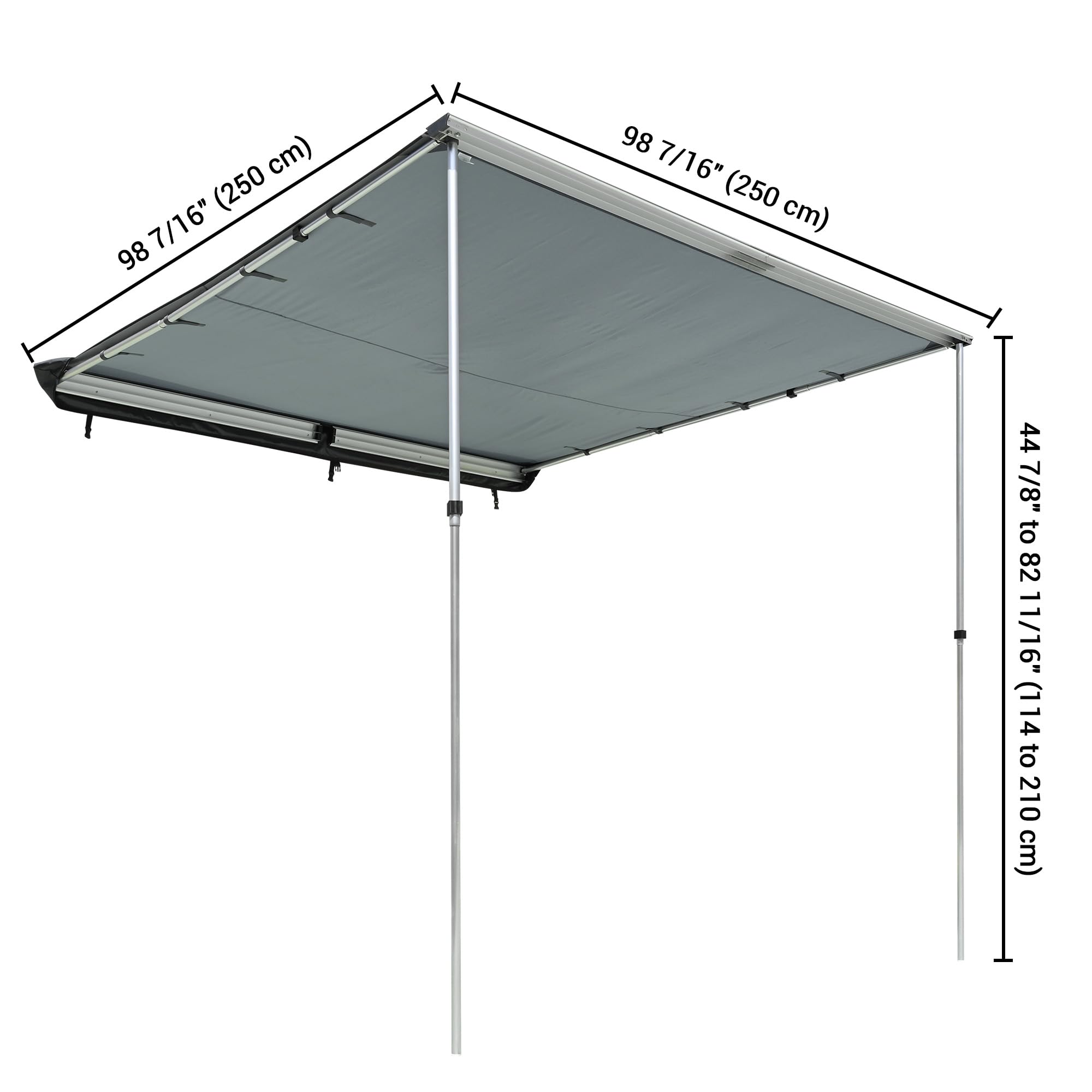 Yescom 8.2x8.2Ft Car Side Awning SUV Truck Vehicle Canopy UV50+ Rooftop Pull Out Tent Shade Shelter for Outdoor Camping
