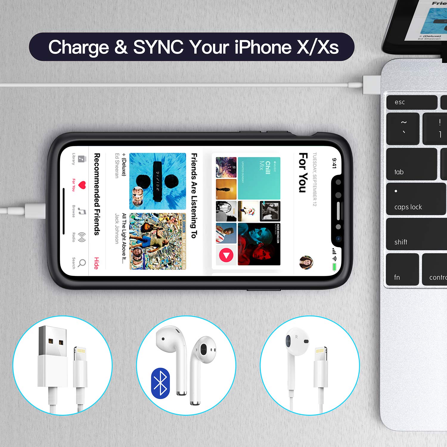 Swaller Battery Case for iPhone X/Xs/10, 4100mAh Ultra Slim Portable Protective Charging Case Extended Rechargeable Battery Charger Case for iPhone X/Xs/10 (5.8 inch) Black