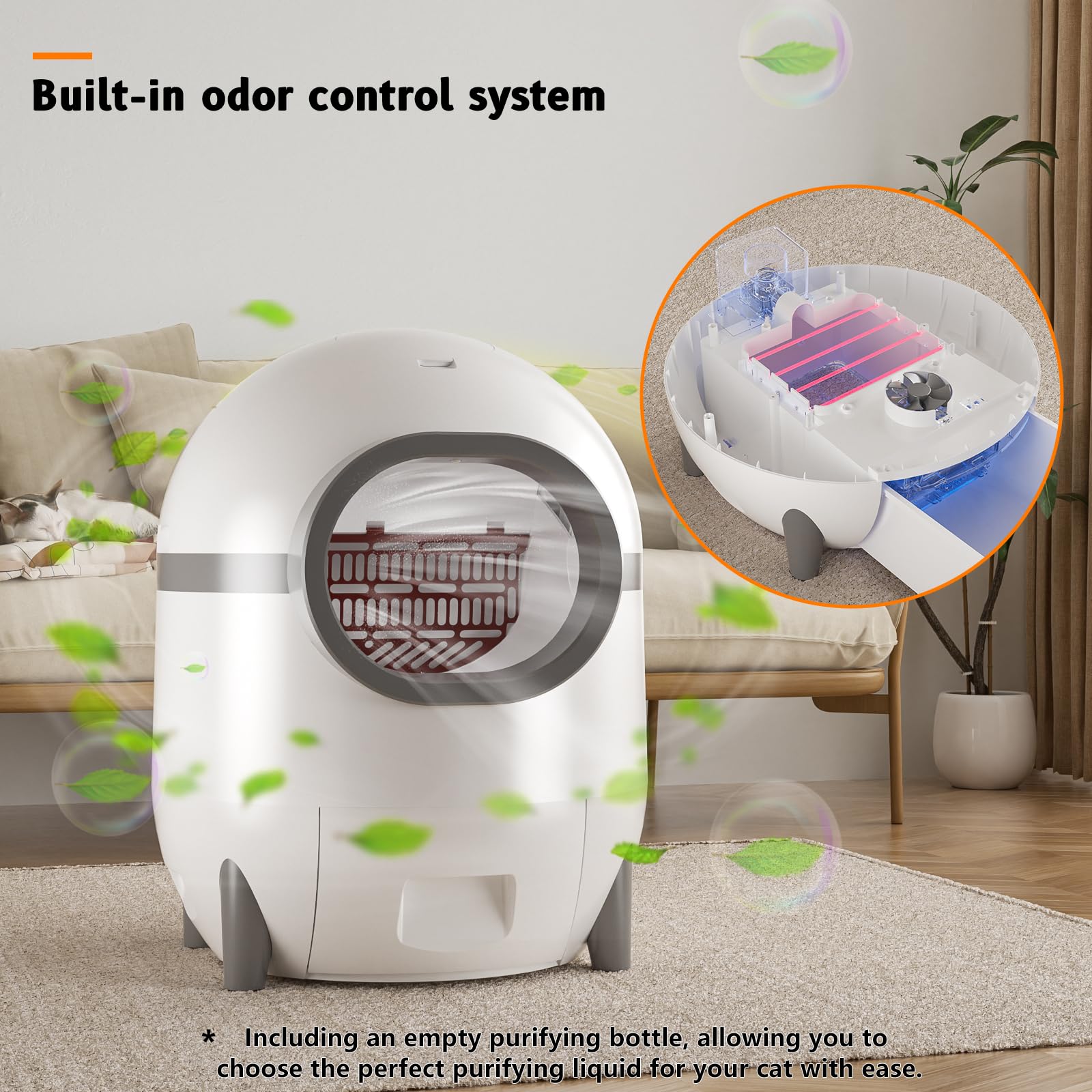 Self Cleaning Cat Litter Box 60L Large Capacity Automatic Cat Litter Box with Smart Safety System, Health Monitoring for Multiple Cats