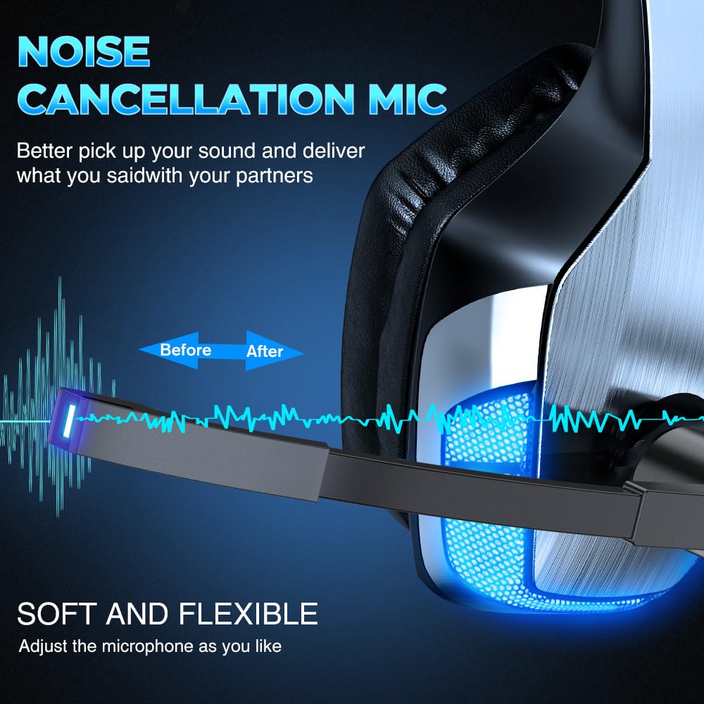 WolfLawS Gaming Headset for Xbox Series X/S, Xbox One, PS5, PS4, PC, Switch, Over Ear Headphones with Noise Isolating Mic, Bass Surround Sound, Memory Foam Ear Pads