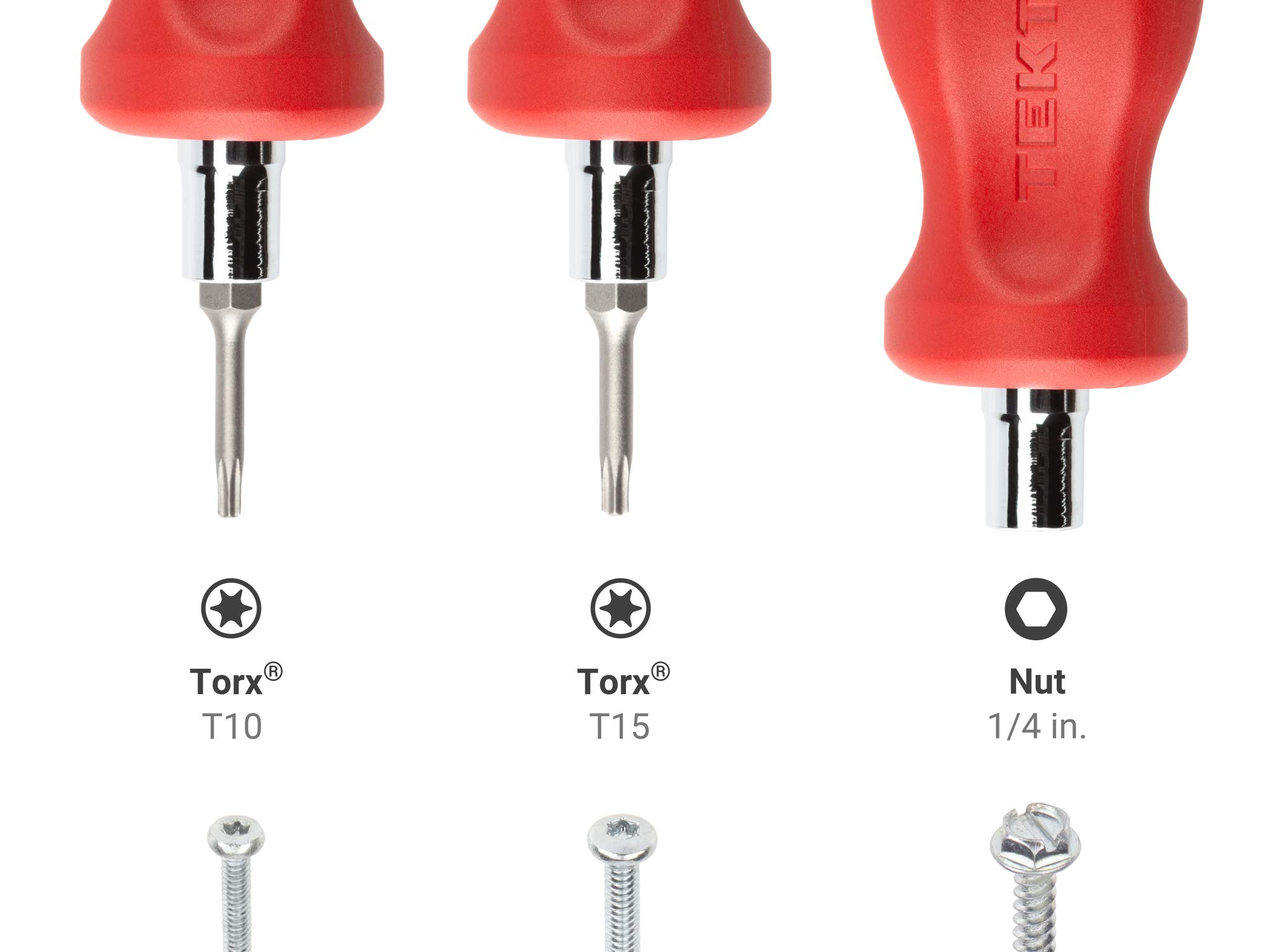 TEKTON 3-in-1 Stubby Torx Driver (T10 x T15, Red) | DMT17003