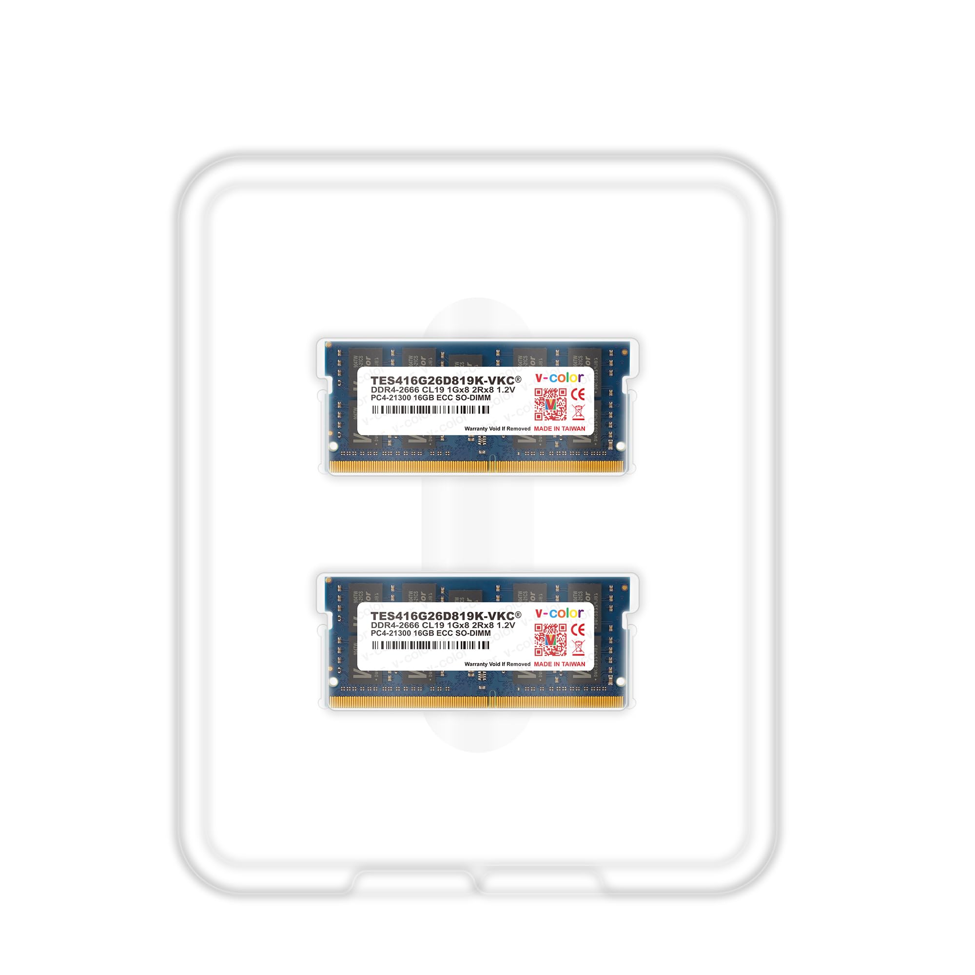 V-Color 32GB (2 x 16GB) ECC SO-DIMM DDR4 2666MHz (PC4-21300) for NAS Micro Server/Workstation/Compatible with Synology 21 Series 2Rx8 CL19 1.2V (TES416G26D819K-VKC)