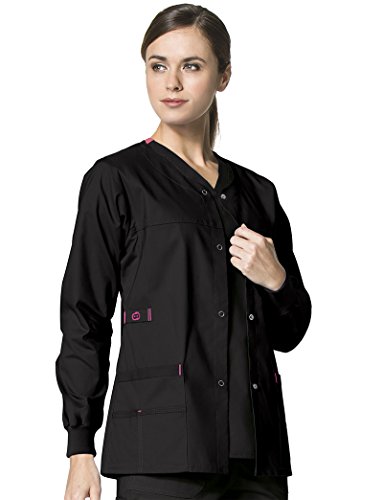 WonderWink Women's Wonderflex Constance Scrub Jacket, Black, Medium