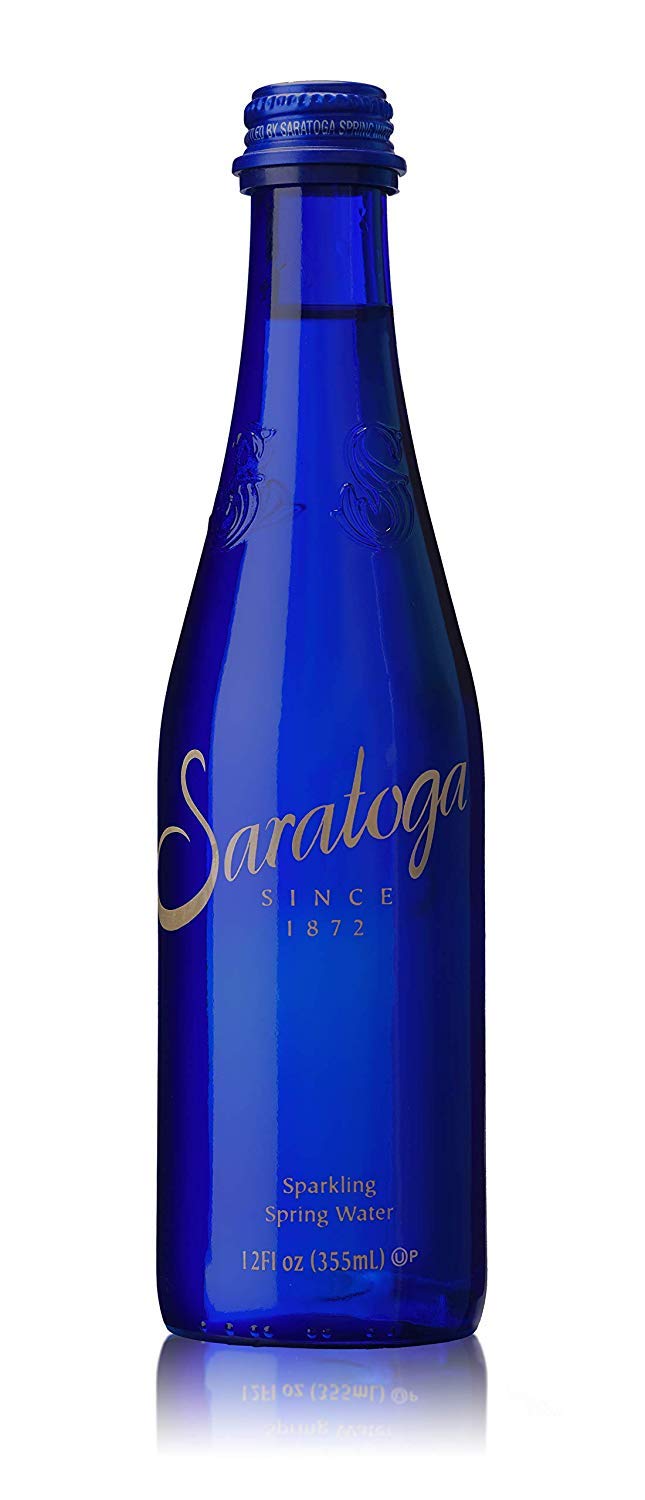 Saratoga Sparkling Spring Water, 12oz Cobalt Blue Glass Bottle (Pack of 6, Total of 72 Fl Oz)