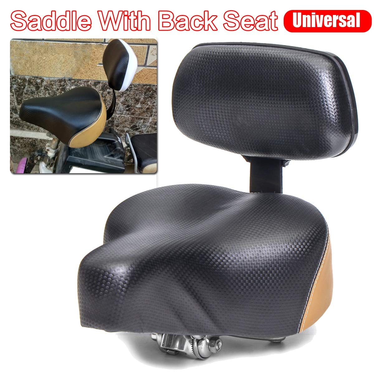 SARE HOME Bike Seat Universal Bicycle Saddle Front Seat with Back Rest Support Bicycle Accessories Part for Electric Vehicle Bicycle Seat
