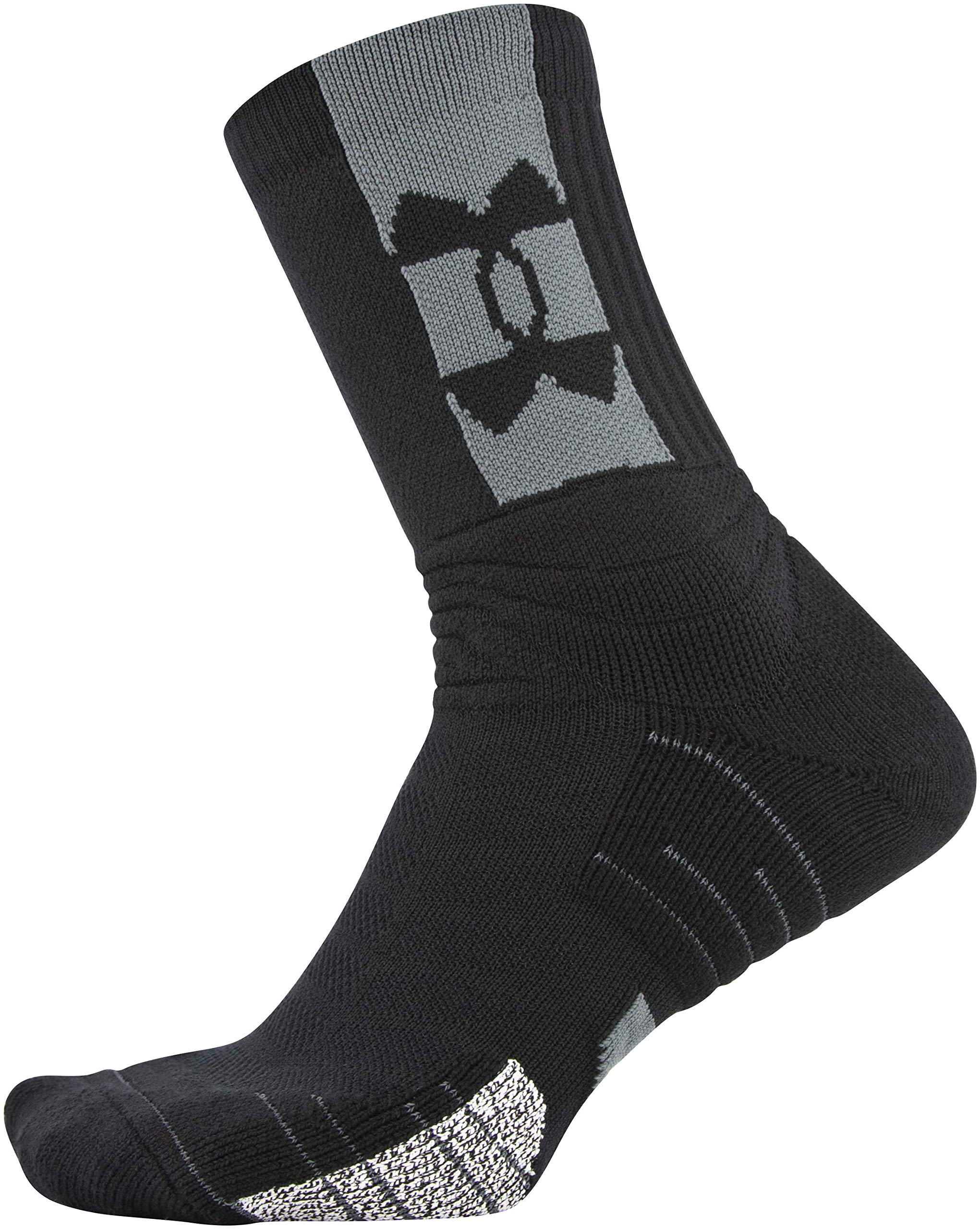 Under Armour Adult Playmaker Mid-Crew Socks, 1-Pair , Black/Pitch Gray , Large