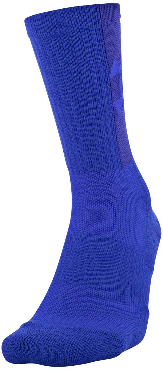Under Armour Adult Game and Practice Crew Socks, 2-Pairs , Royal/Caspian , Medium