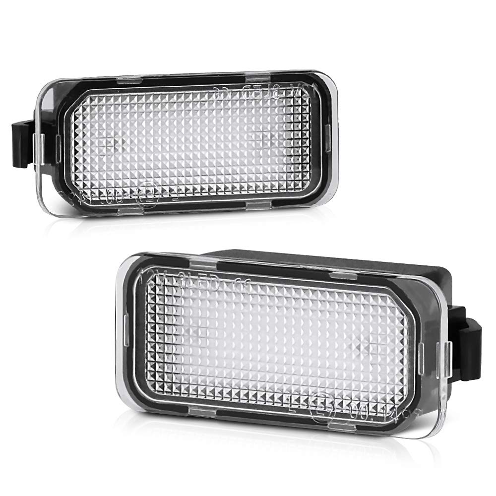 VIPMOTOZ Full LED License Plate Light Tag Lamp Assembly Replacement Pair For Ford Edge Ranger C-Max Transit Connect 150 250 350HD - 6000K Diamond White, 2-Piece Set