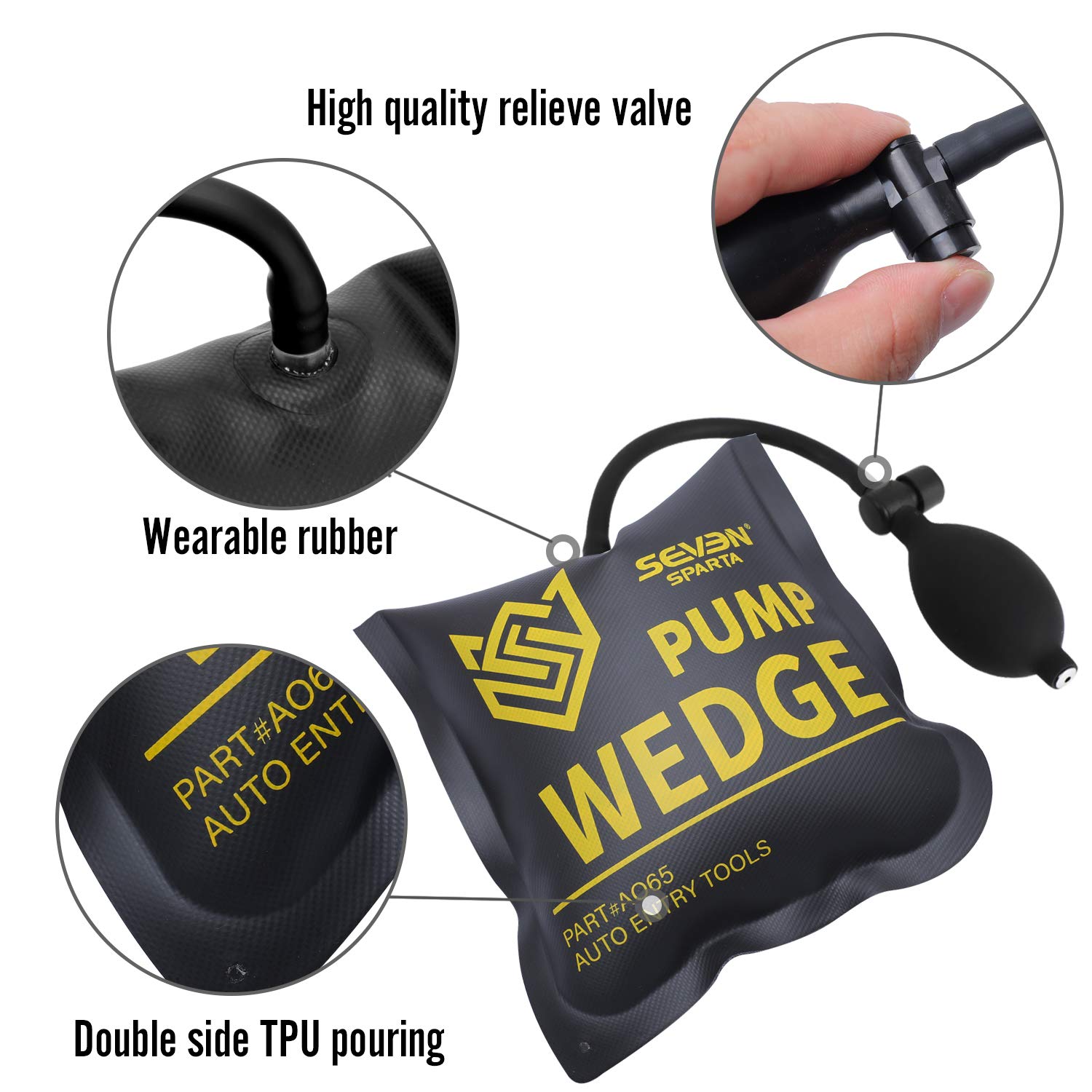 Seven Sparta Air Wedge Pump Kit, 2 PCS Air Wedge Bag Leveling Kit & Alignment Tool Inflatable Shim Bag with 3 Tools for Home Use (Yellow)