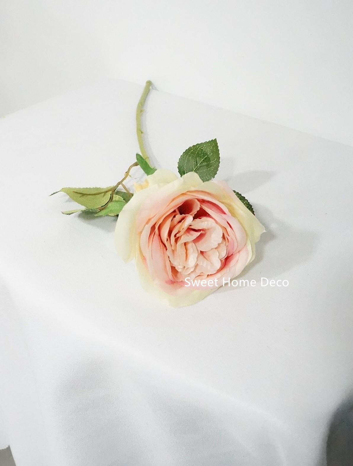 Sweet Home Deco, 15''Silk English Rose, Artificial Garden Rose, Single Rose, Spring Rose, Realistic Rose, Wedding/Home/Party Decoration Rose (Pink x 3 Stems)