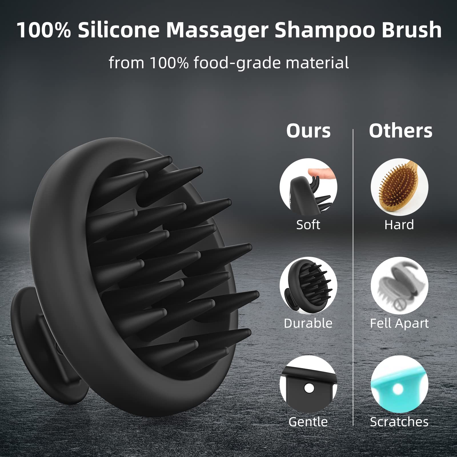 VIKICON Silicone Scalp Massager Shampoo Brush for Hair Growth, Beard Brush for Men, Face & Beard Scrubber Exfoliator, Wet Dry Shower Head Scalp Massager for Exfoliating Dandruff, Gifts for Him Father