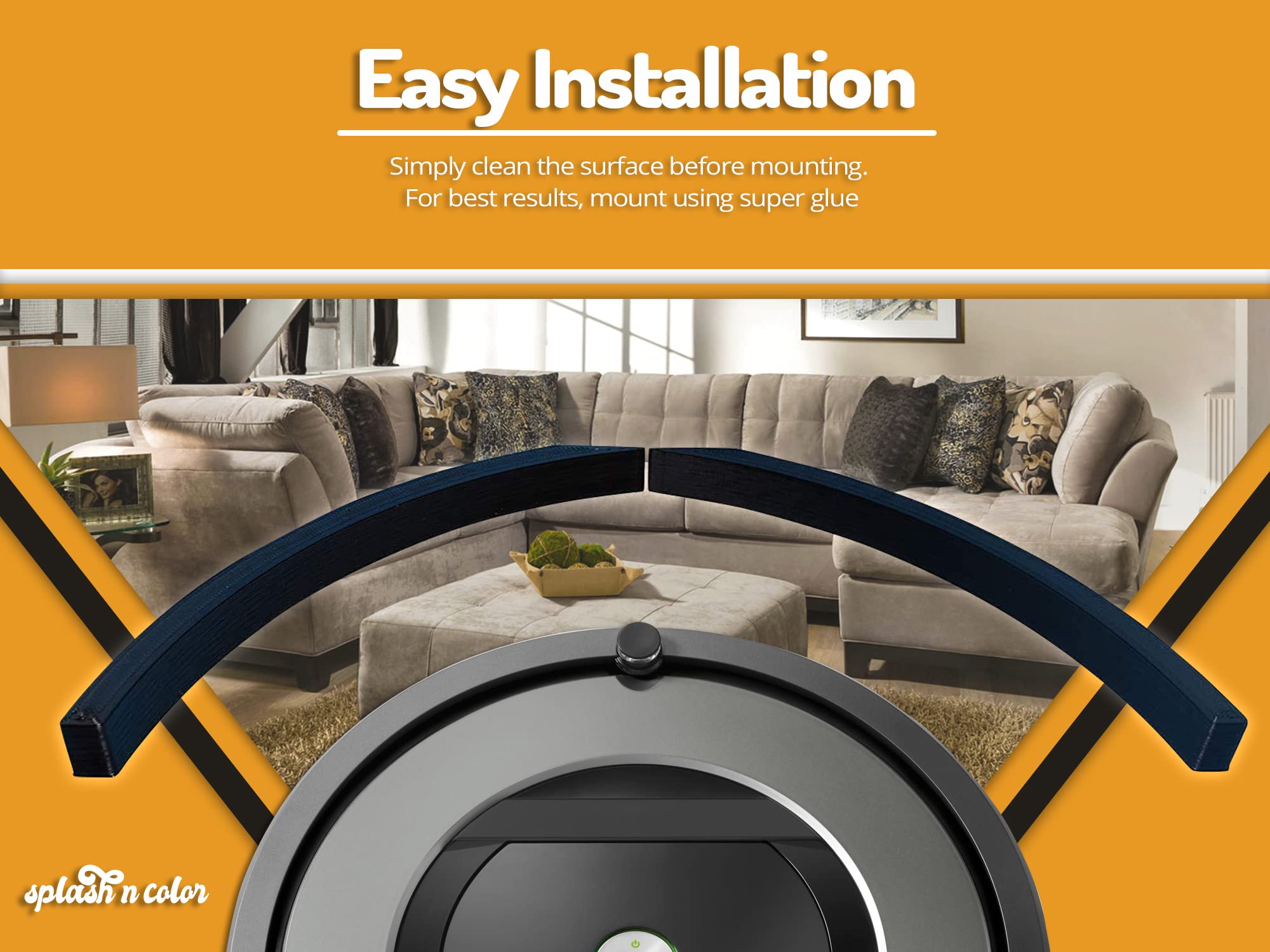 SplashNColor Bumper Extender Guard Height Adjuster for Roomba Eufy Vacuum Cleaner, 2 PCS Made with Durable Material and Easy to Install, Prevents Vacuum Cleaner to Get Stuck Beneath The Furniture