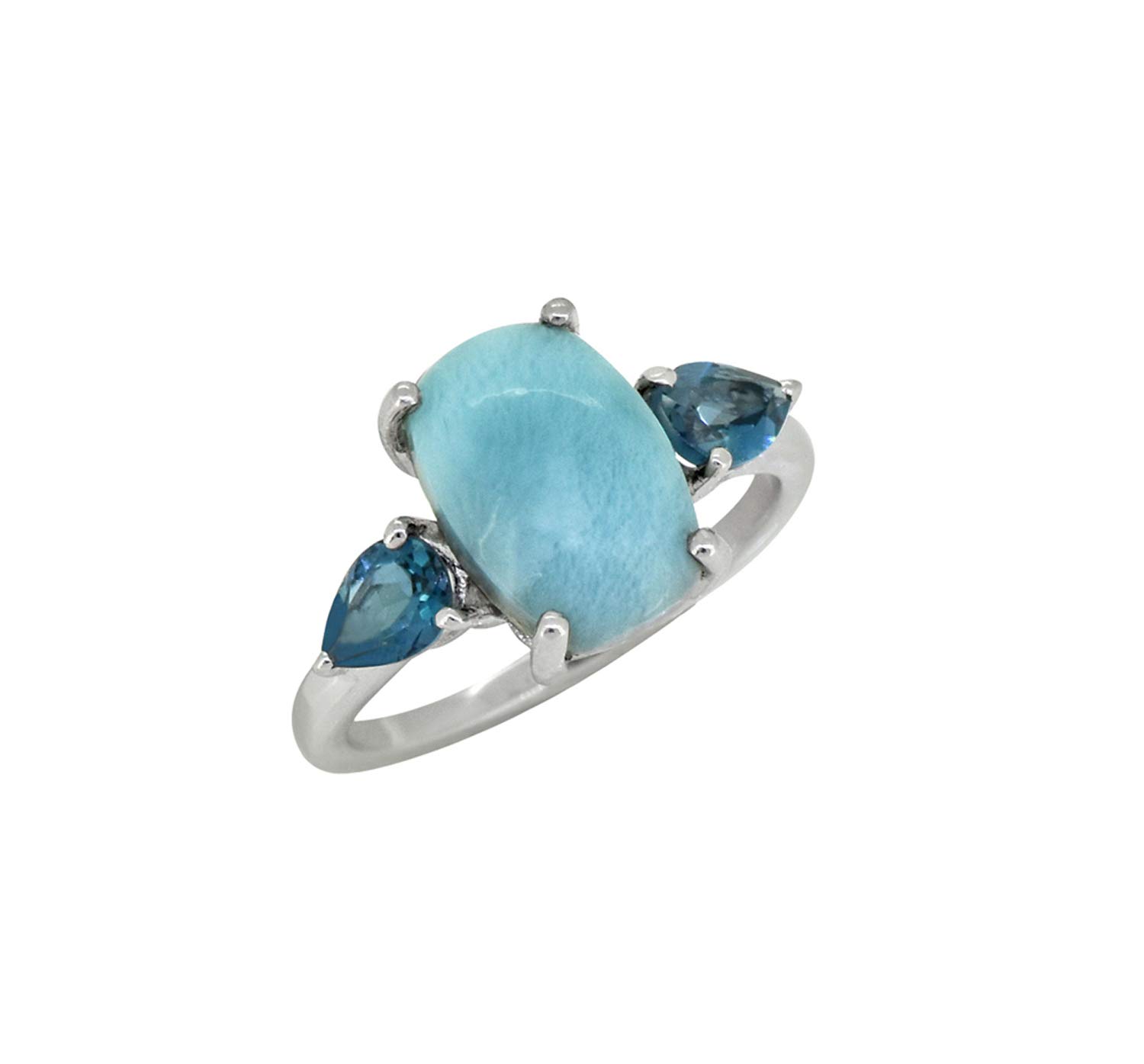 YoTreasure 4.18 ct Larimar London Blue Topaz Sterling Silver Ring