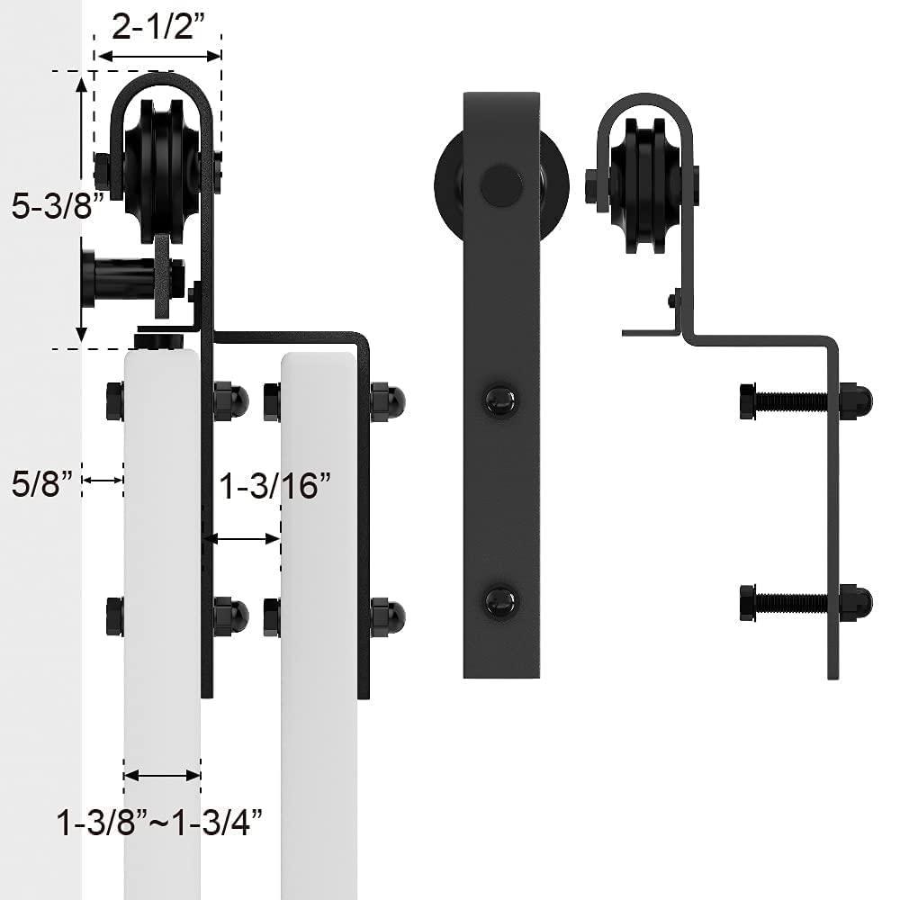 WINSOON 6.6FT Single Track Bypass Barn Door Hardware Double Doors Kit with 2PCS 12 Inch Sliding Barn Door Handles Black Hardware