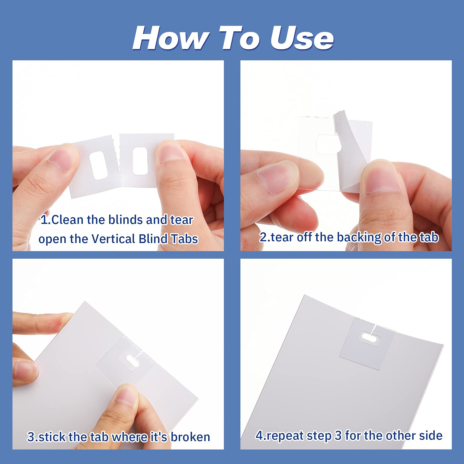 Vertical Blind Replacement Slats White PVC Vertical Blind Slats Replacement Parts and 30 Pieces Clear Vertical Blind Repair Tabs Blind Repair Fixers for Sliding Door Window (40 Pieces)