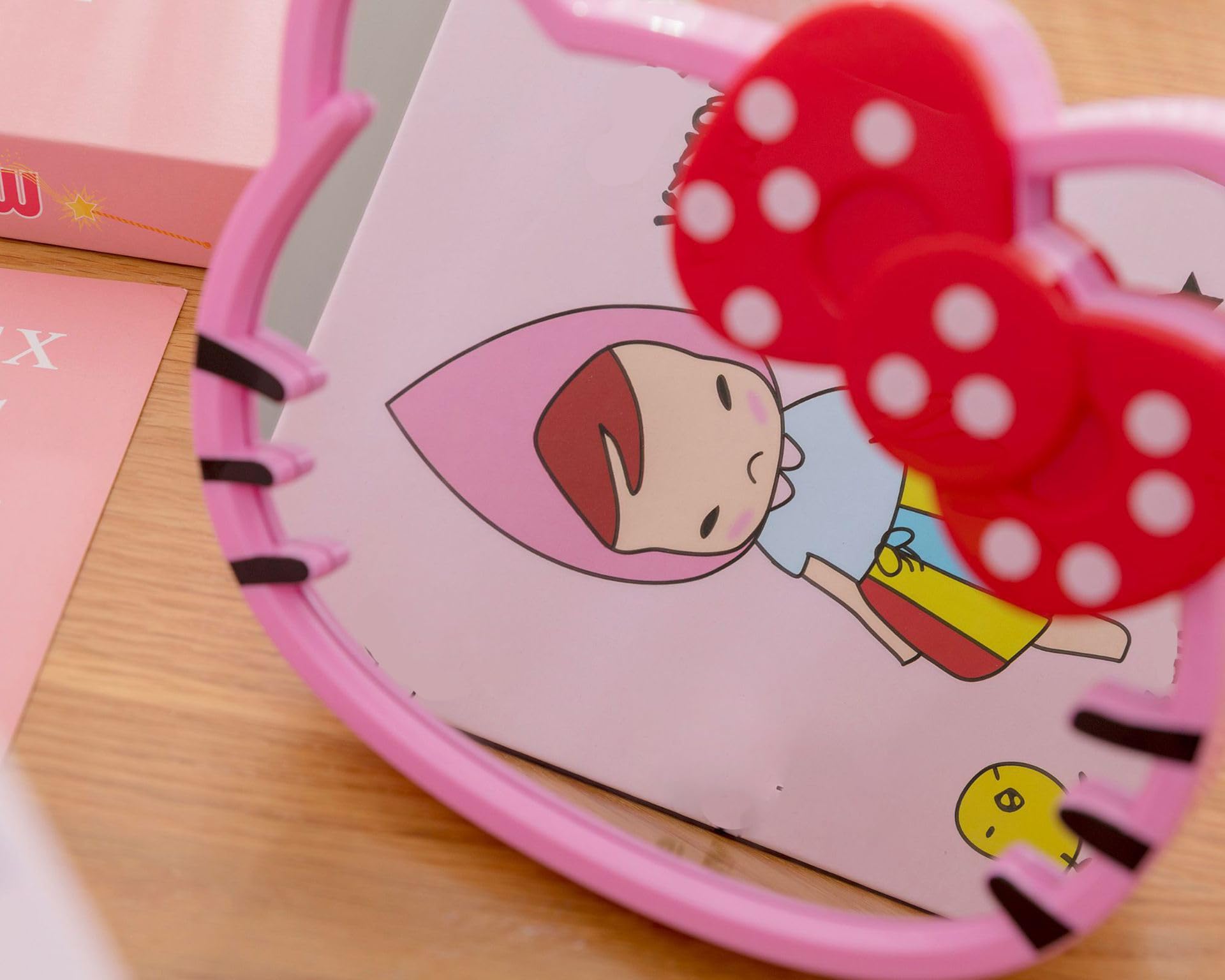 VNSPORT Desk Mirror, Kitty Cat Shape-Kawaii &Vanity Makeup Mirror for You in Bathroom or Bedroom- Pink, Birthday Gift for Hello, Kitty Fans
