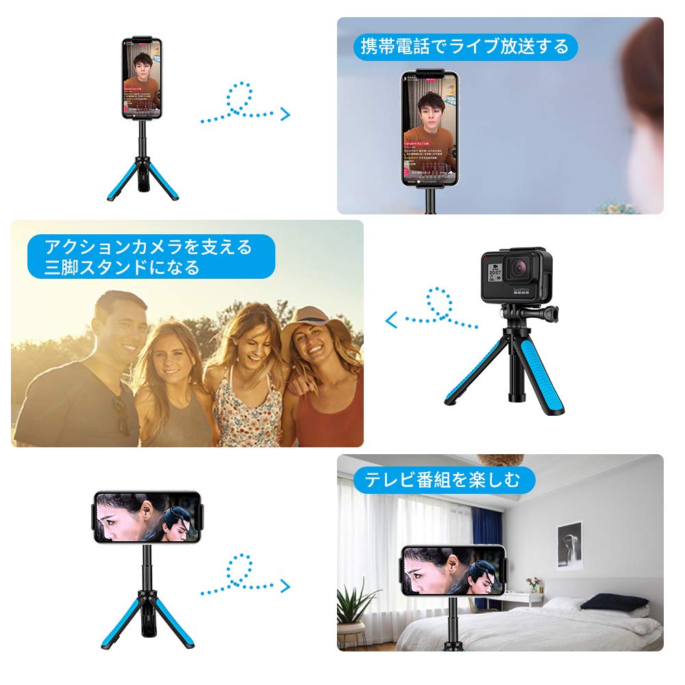 TELESIN Mini Telescopic Handheld Pole Selfie Stick Tripod Handheld Monopod for Gopro/Osmo Action/SJCAM/AKASO/Other Sports Cameras